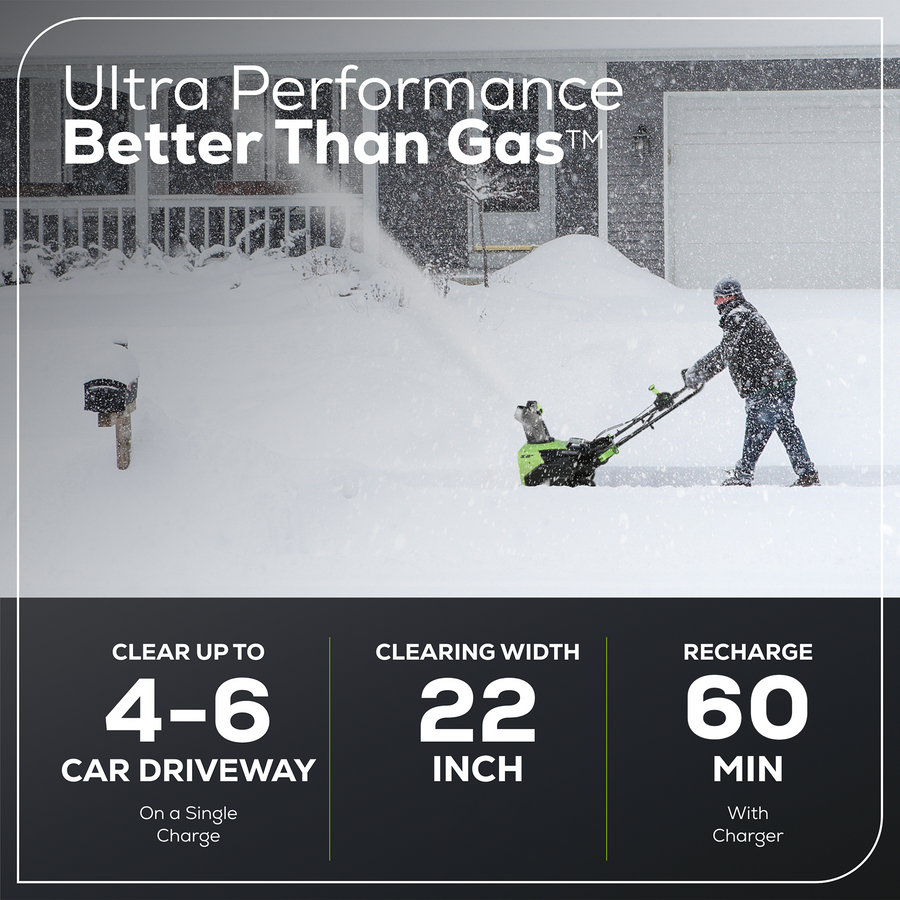 60V 22" Brushless Snow Thrower (Tool Only) – Greenworks Tools Canada Inc.
