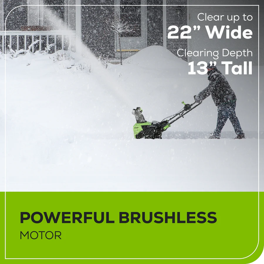 60V 22" Brushless Snow Thrower (Tool Only) – Greenworks Tools Canada Inc.