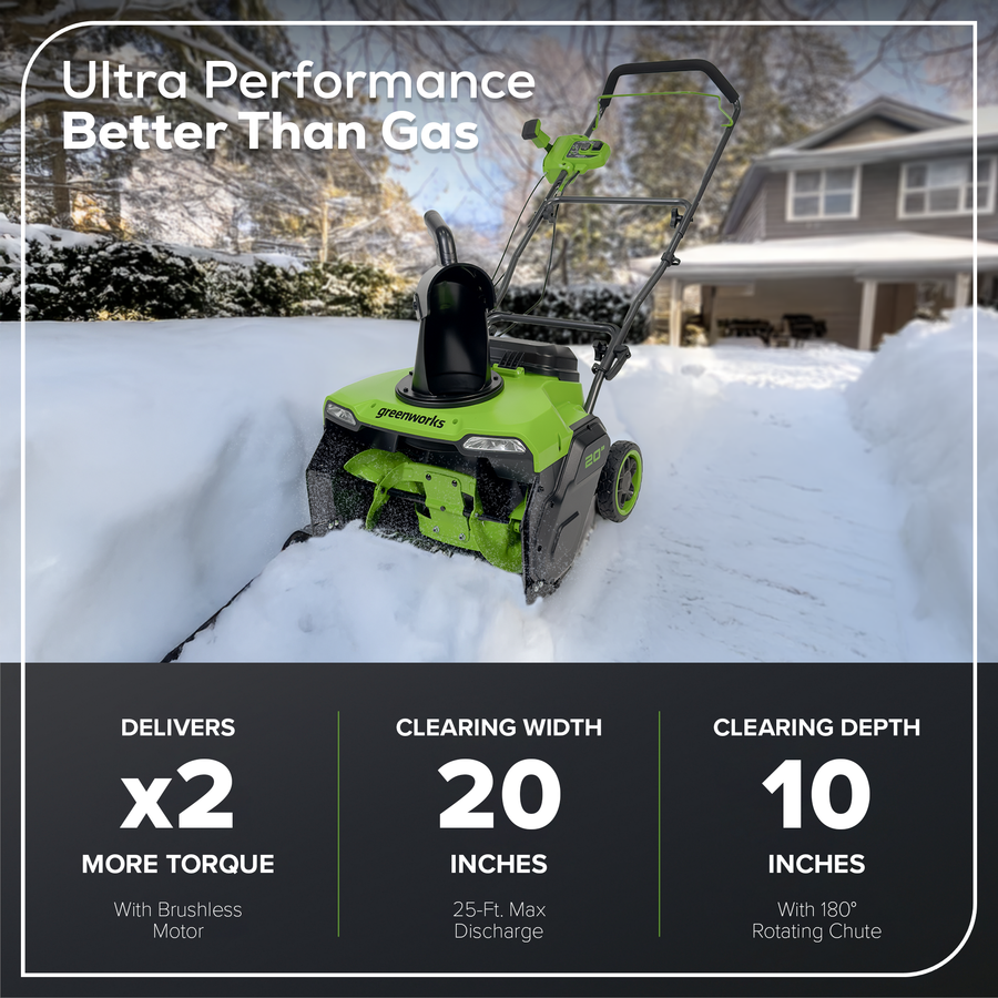 Greenworks 48V (24V x 2) 20" Brushless Snow Thrower (Tool Only ...
