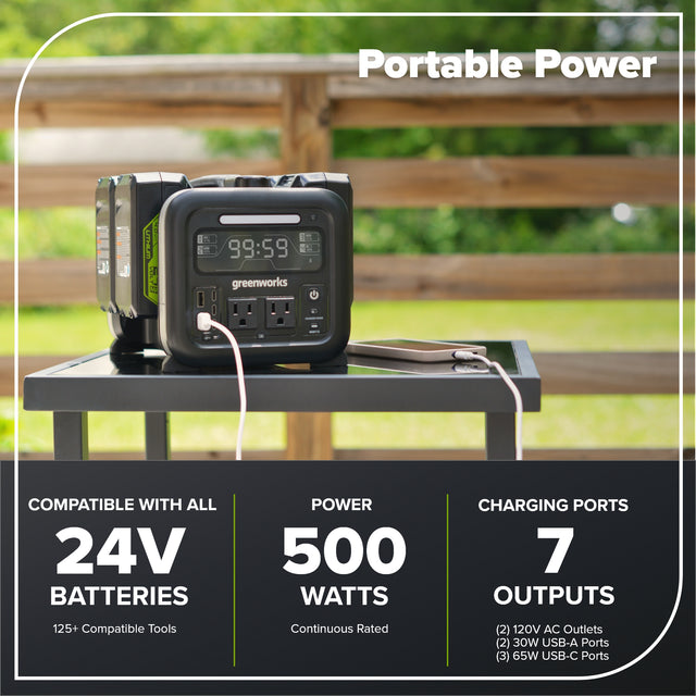 24V 500W Portable Power Station (Tool Only) – Greenworks Tools Canada Inc.