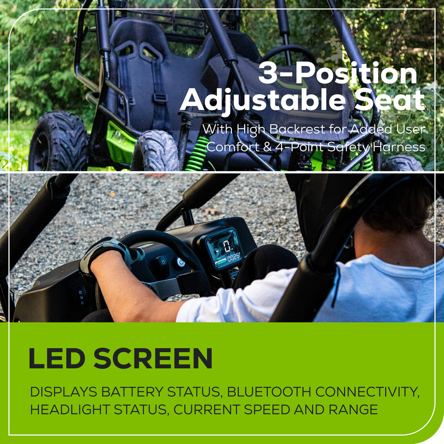 60V STEALTH Series All-Terrain 2-Seat Electric Youth Go-Kart, (2) 8Ah ...